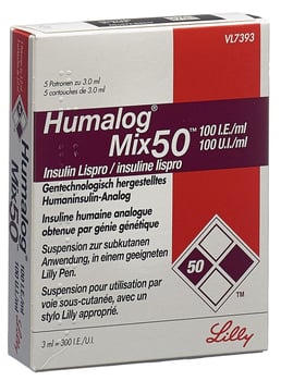 HUMALOG Mix 50 Insuline susp inj 100 IE/ml pour pen cartouches 3 ml ...