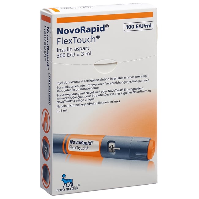 INSULINE NovoRapid FlexTouch sol inj stylo pré 3 ml | Pharmacie Coop ...