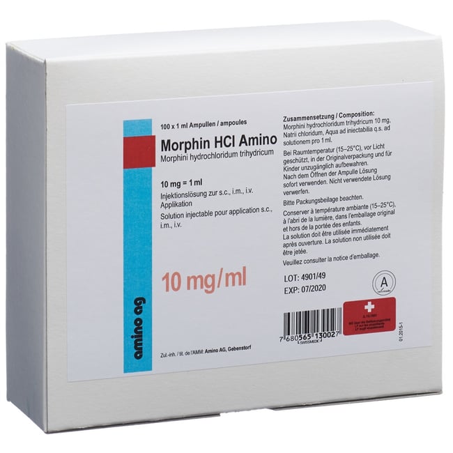 MORPHINE HCL Amino sol inj 10 mg/ml amp 1 ml | Pharmacie Coop Vitality
