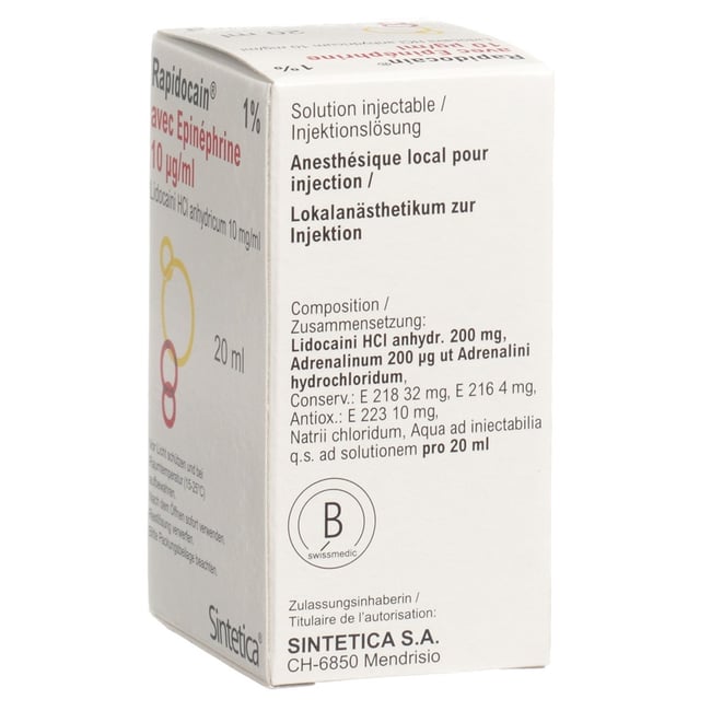 RAPIDOCAIN 10 mg/ml sol inj + Epin 10 mcg/ml vial 20 ml | Pharmacie ...