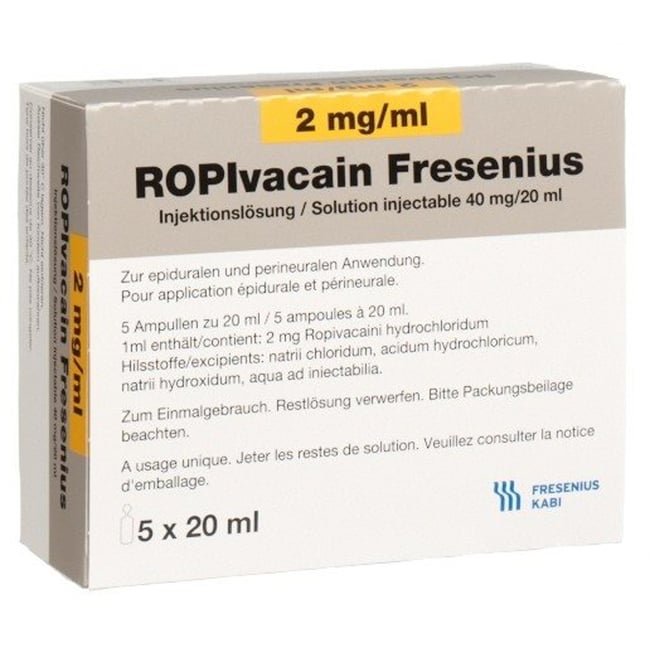 ROPIVACAINE Fresenius Inj Lös 2 mg/ml 20ml Ampullen 5 Stk | Coop ...