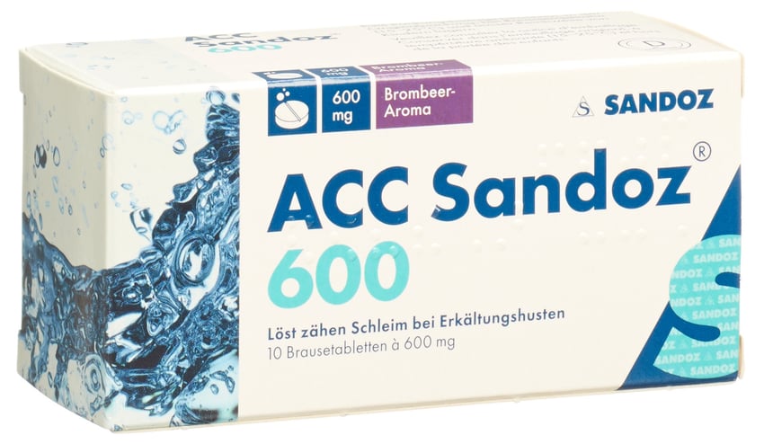 ACC Sandoz Brausetabl 600 mg mit Brombeeraroma Ds 10 Stk | Coop ...