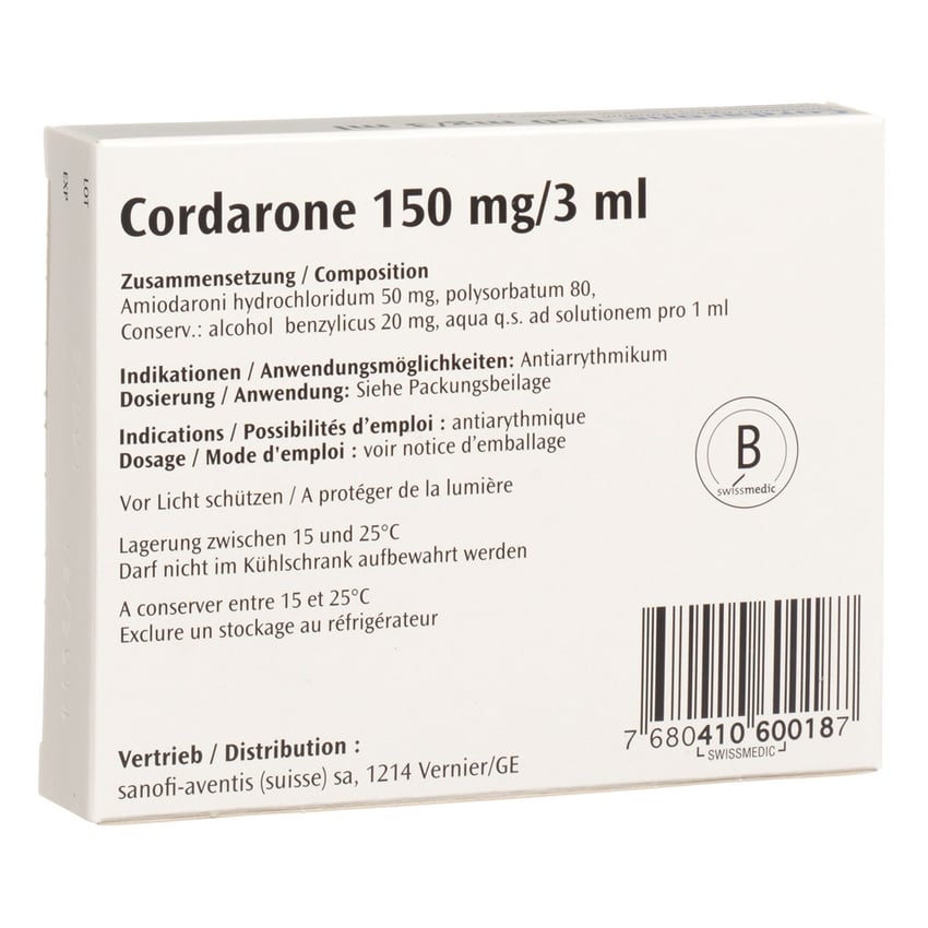 CORDARONE Inj Inf Präp 150 mg/3ml Amp 3 ml | Coop Vitality Apotheke