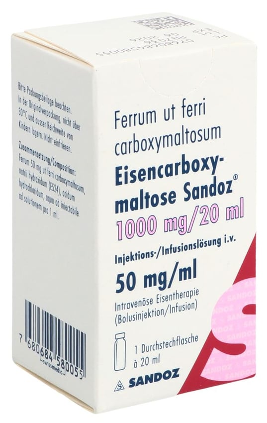 CARBOXYMALTOSE Sandoz Inj Inf Präp 1000 mg/20ml Durchstf 1 Stk | Coop ...