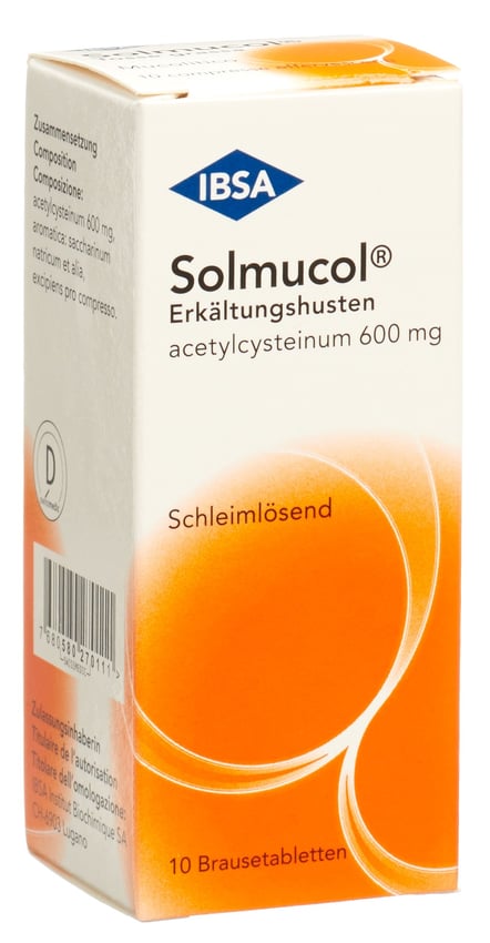 SOLMUCOL toux grasse cpr eff 600 mg bte 10 pce | Pharmacie Coop Vitality