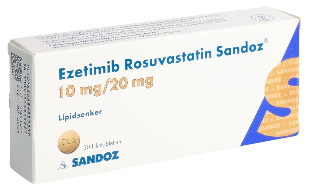 EZETIMIBE ROSUVASTATINE Sandoz Filmtabl 10 mg/20 mg Blist 30 Stk | Coop ...