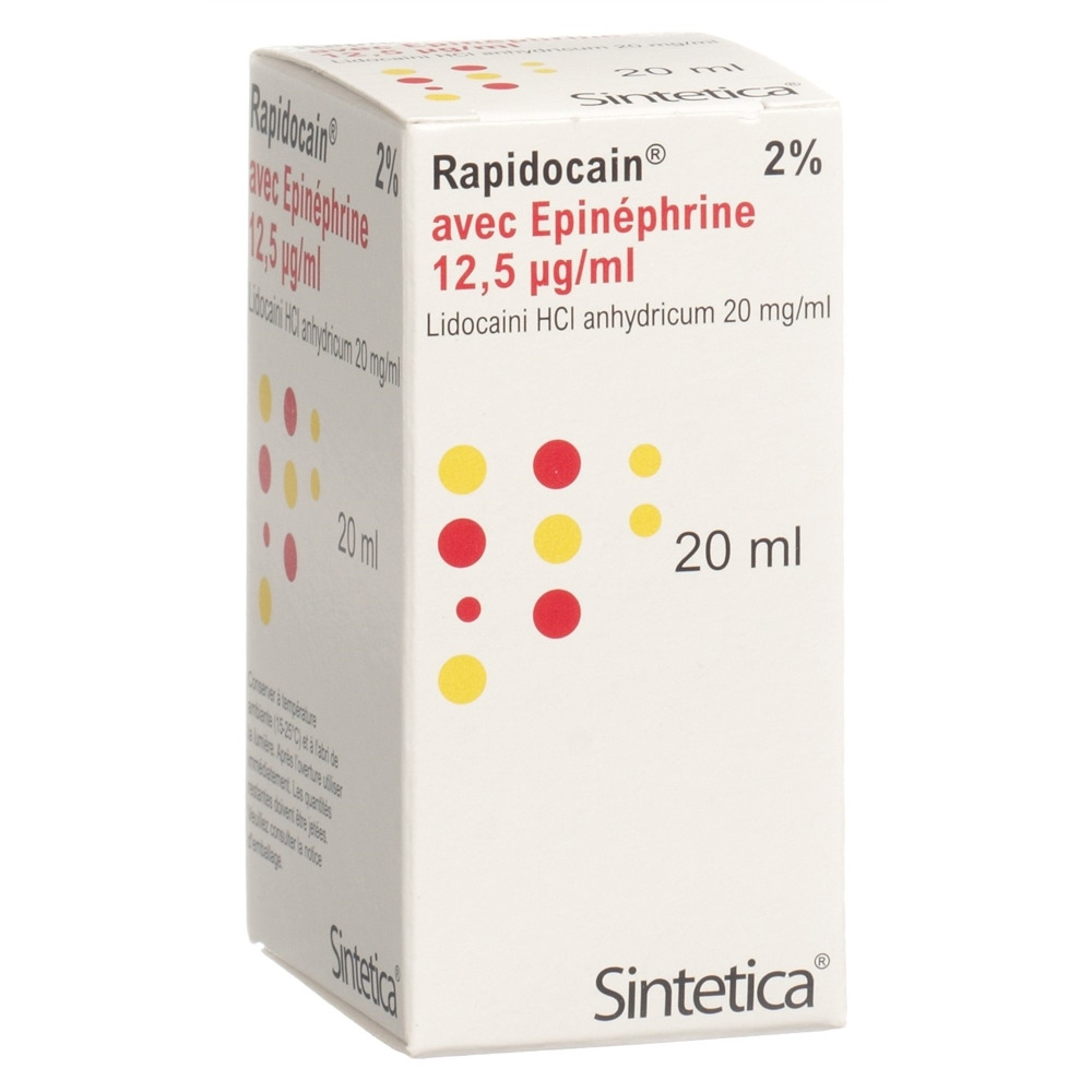 RAPIDOCAIN 20 mg/ml sol inj + Epin 12.5 mcg/ml vial 20 ml | Pharmacie ...